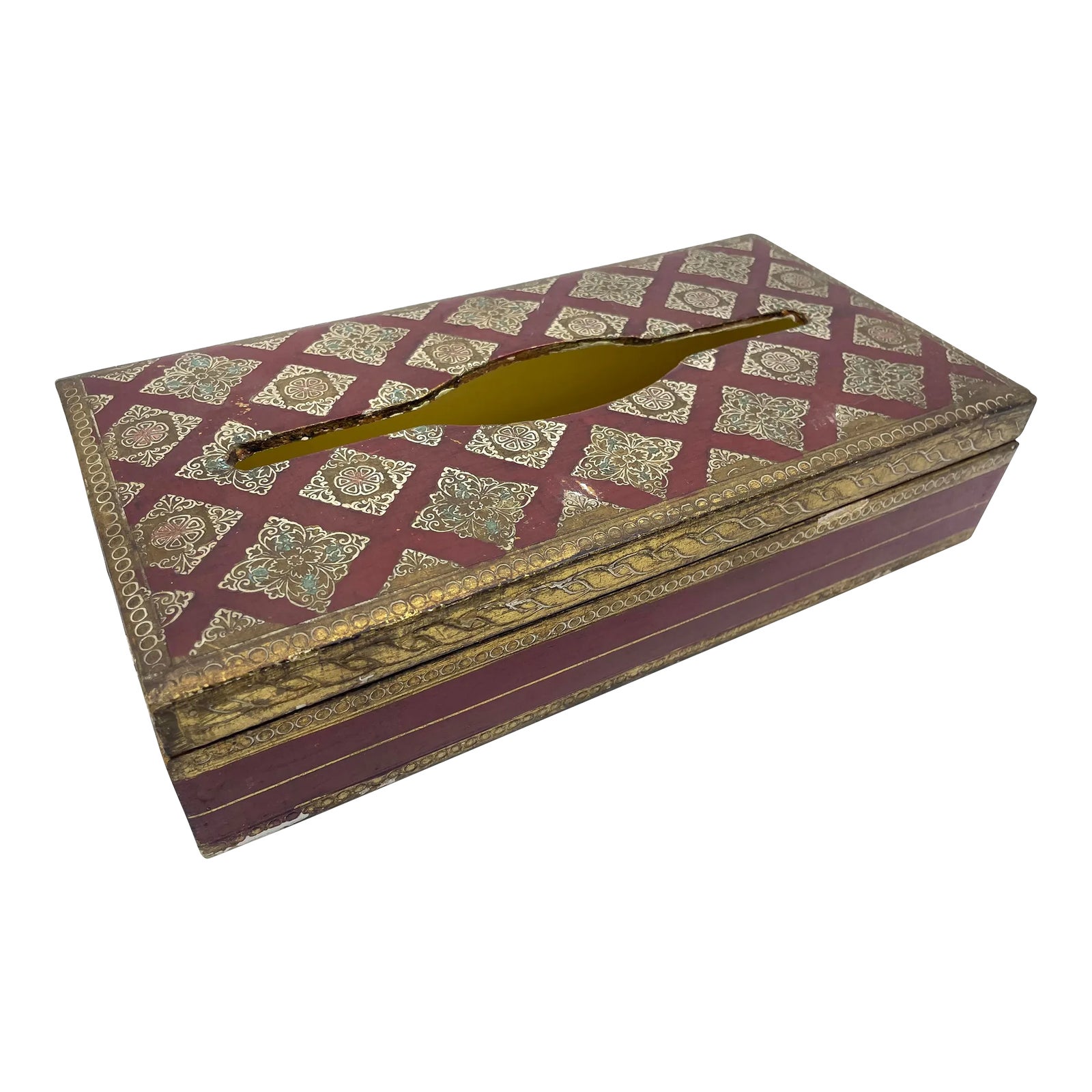 Vintage Florentia Red Tissue Box Cover | Chairish