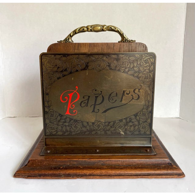Traditional Victorian Wood and Embossed Brass Letter Magazine Rack ...