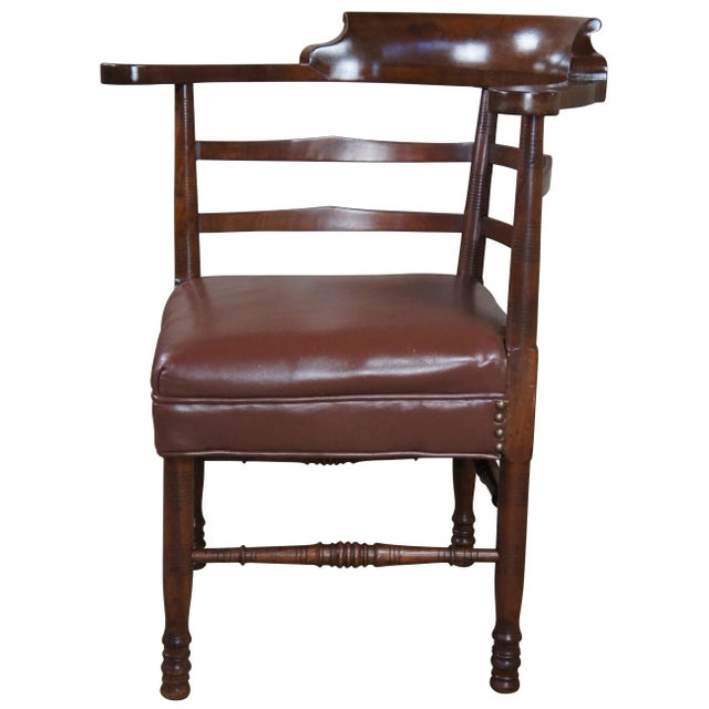 Antique English Country Mahogany Ladderback Roundabout Corner Arm Chair ...
