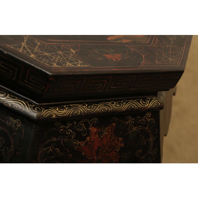 Vintage Chinoiserie Decorated Taborets, Stands - A Pair | Chairish