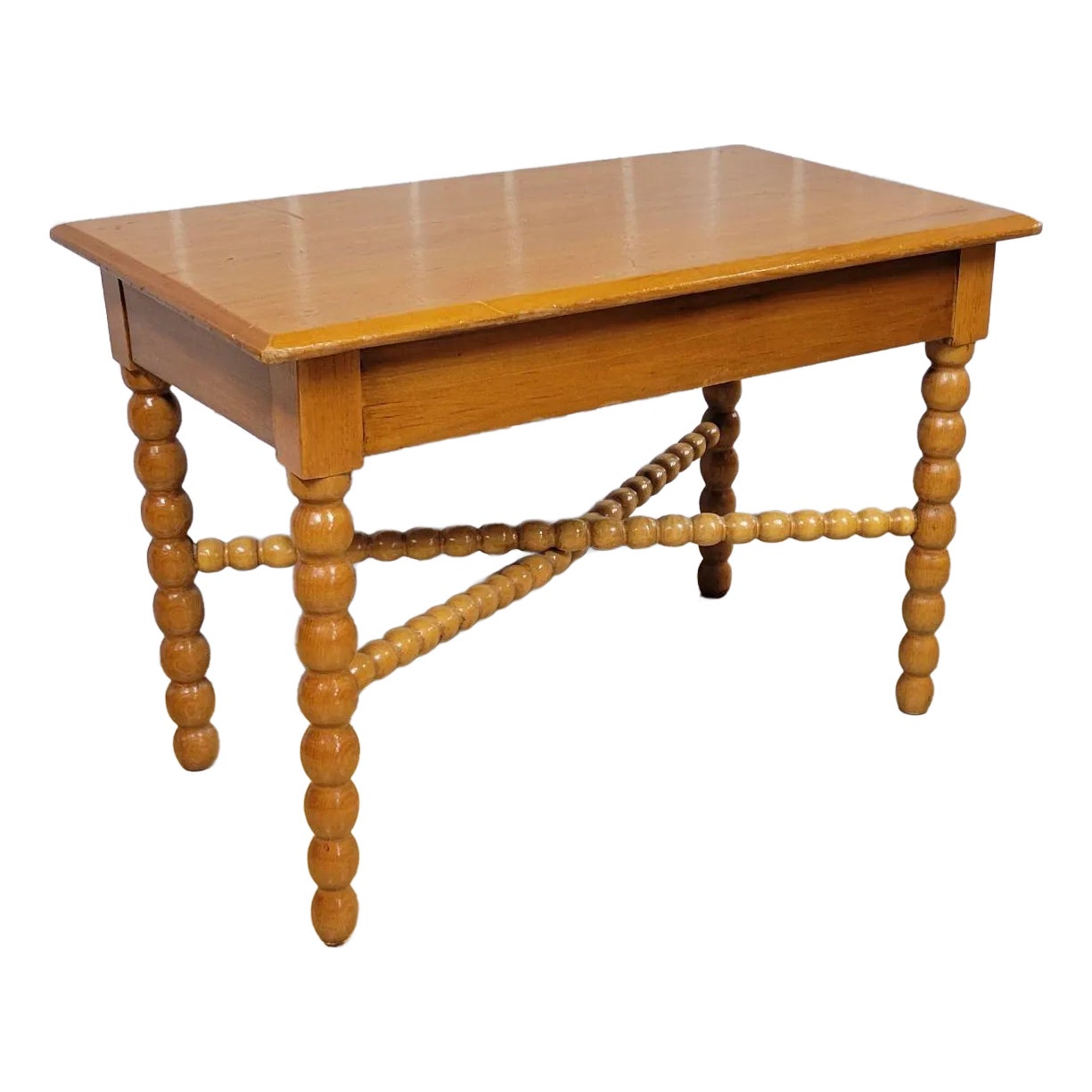 19th Century American Maple Bobbin Leg Bench | Chairish