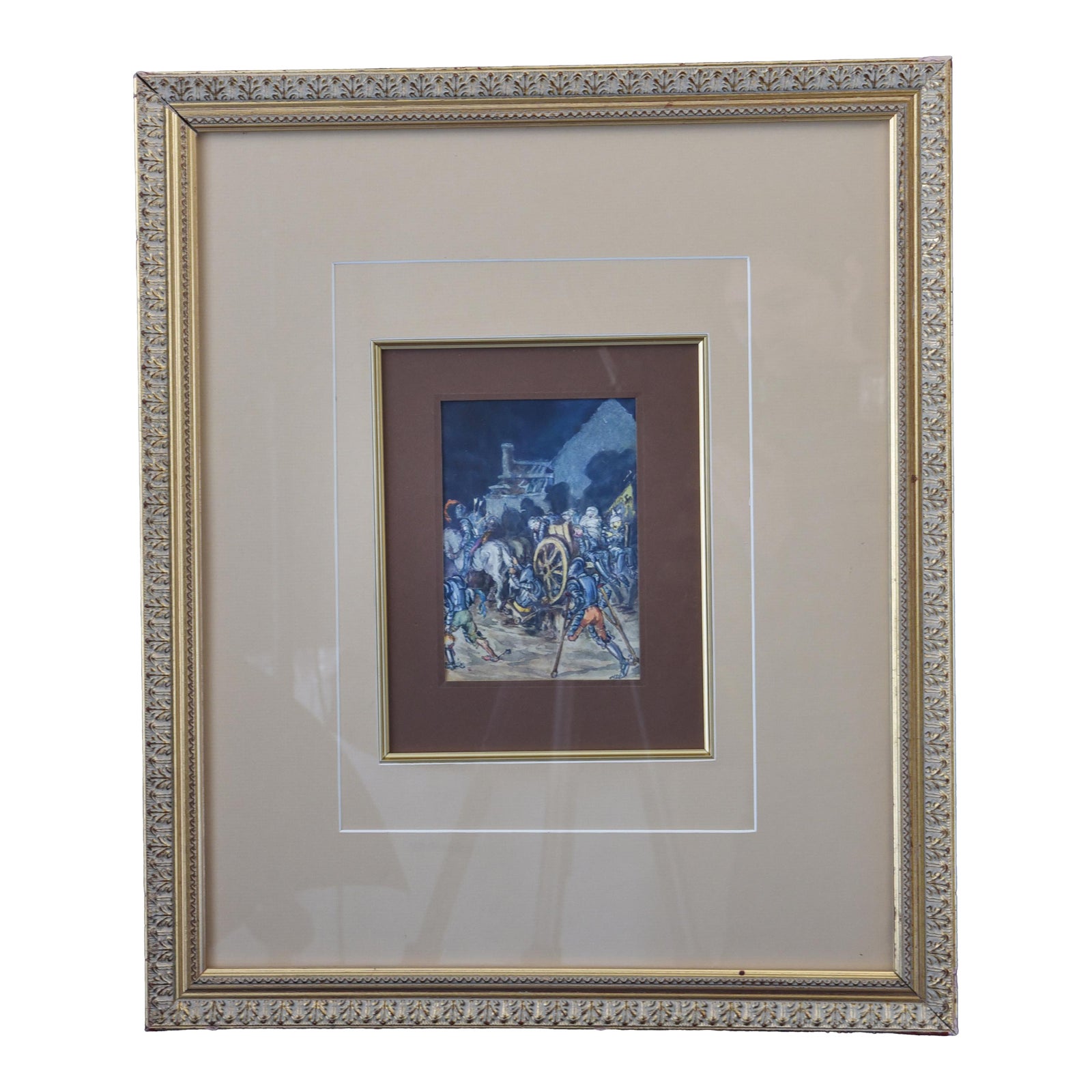 1990s Night Muster,Watercolor Signed | Chairish