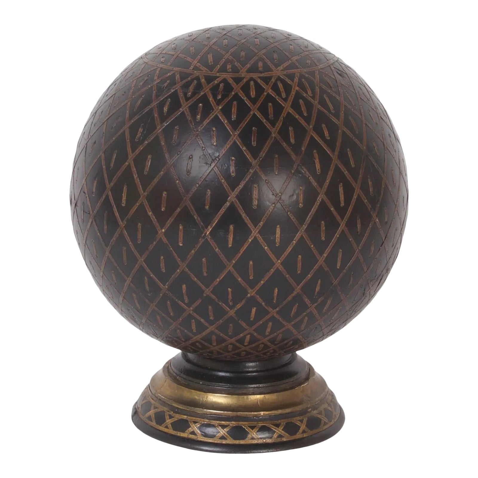 Large Vintage Anglo-Indian Paint Decorated Globe | Chairish