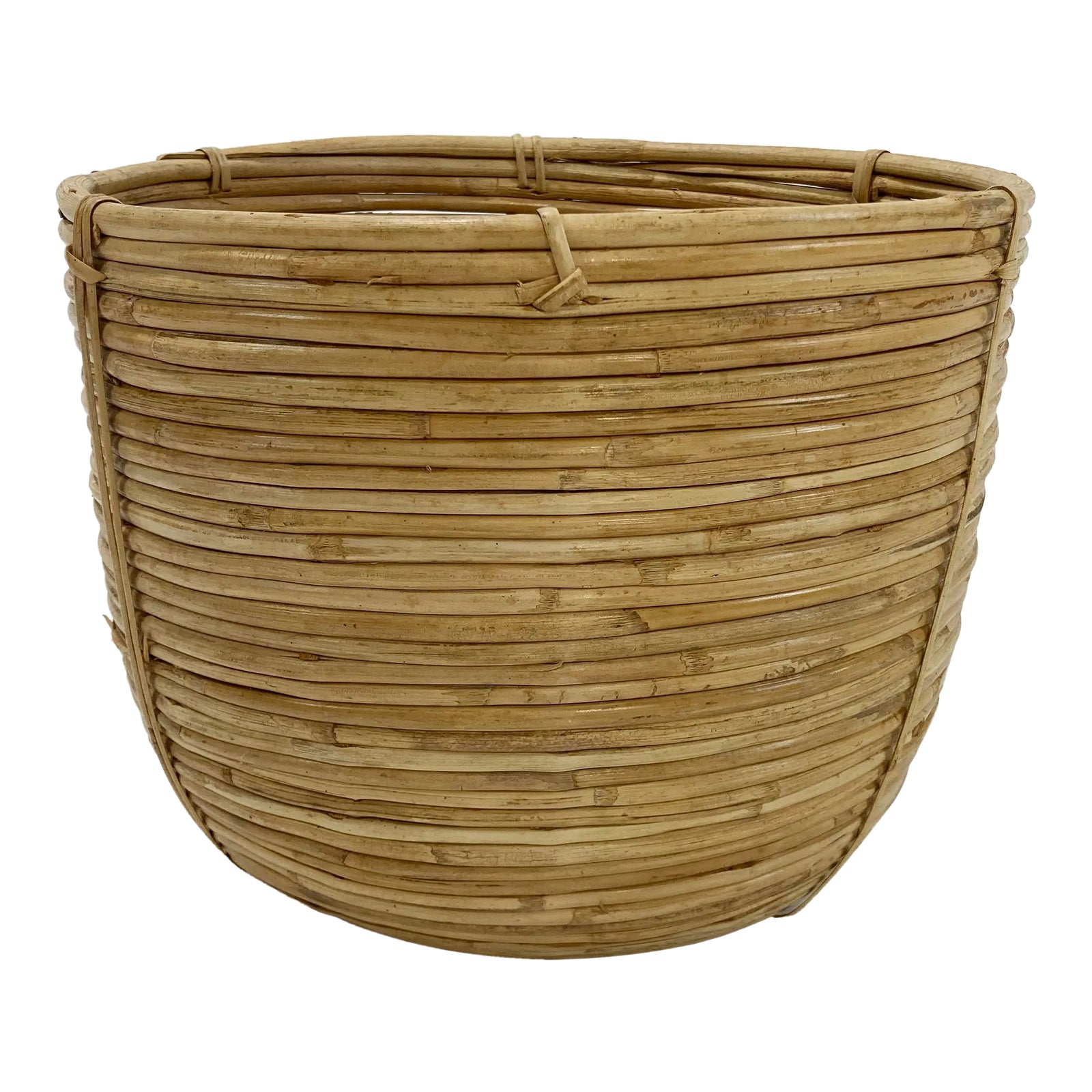 Vintage Coiled Pencil Reed Basket | Chairish