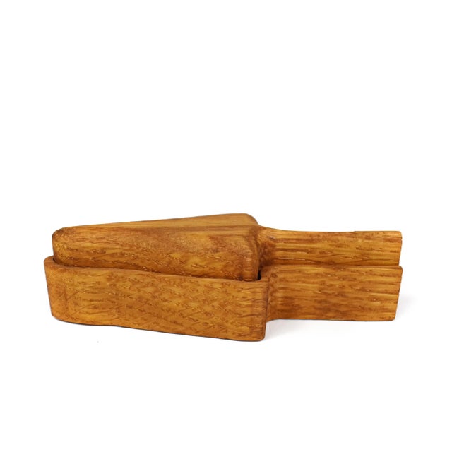 Vintage Handmade Wooden Leaf Shape Box | Chairish