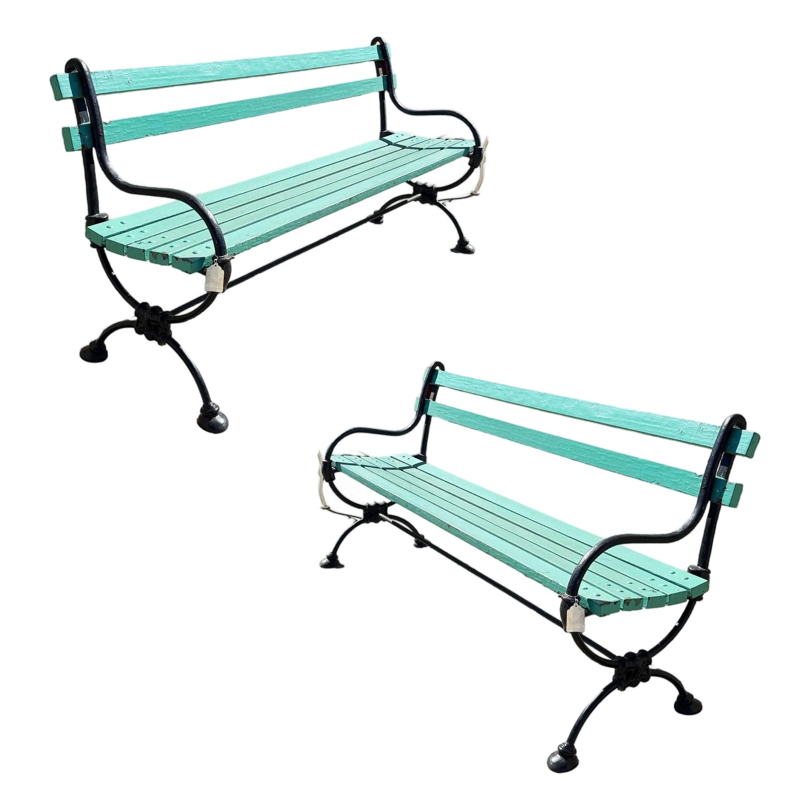 Late 19th Century Edwardian Cast Iron & Green Painted Wooden Loop Park ...