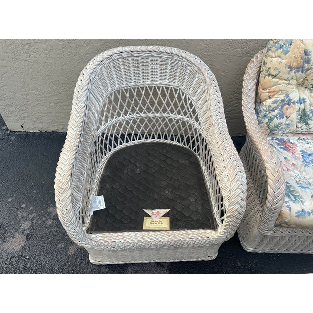 1980s Henry Link Wicker Sofa, Chair with Cushions & Coffee Table, 3 ...
