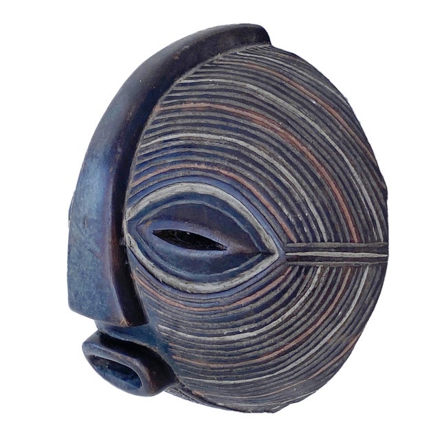 Ceremonial Round Old African Songye Kifwebe Mask 11"h | Chairish