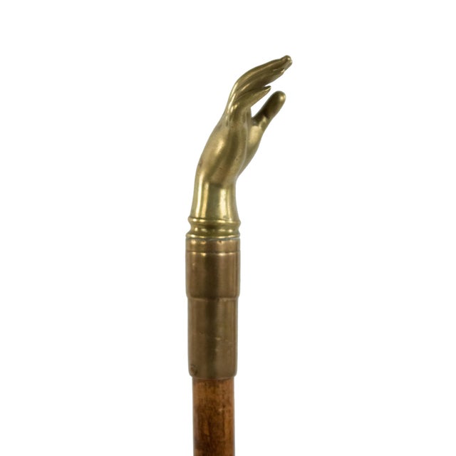 English Victorian Style Brass Hand Cane | Chairish