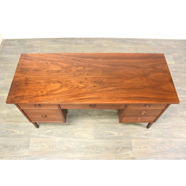 1960s Walnut Mid Century Desk by Stanley | Chairish