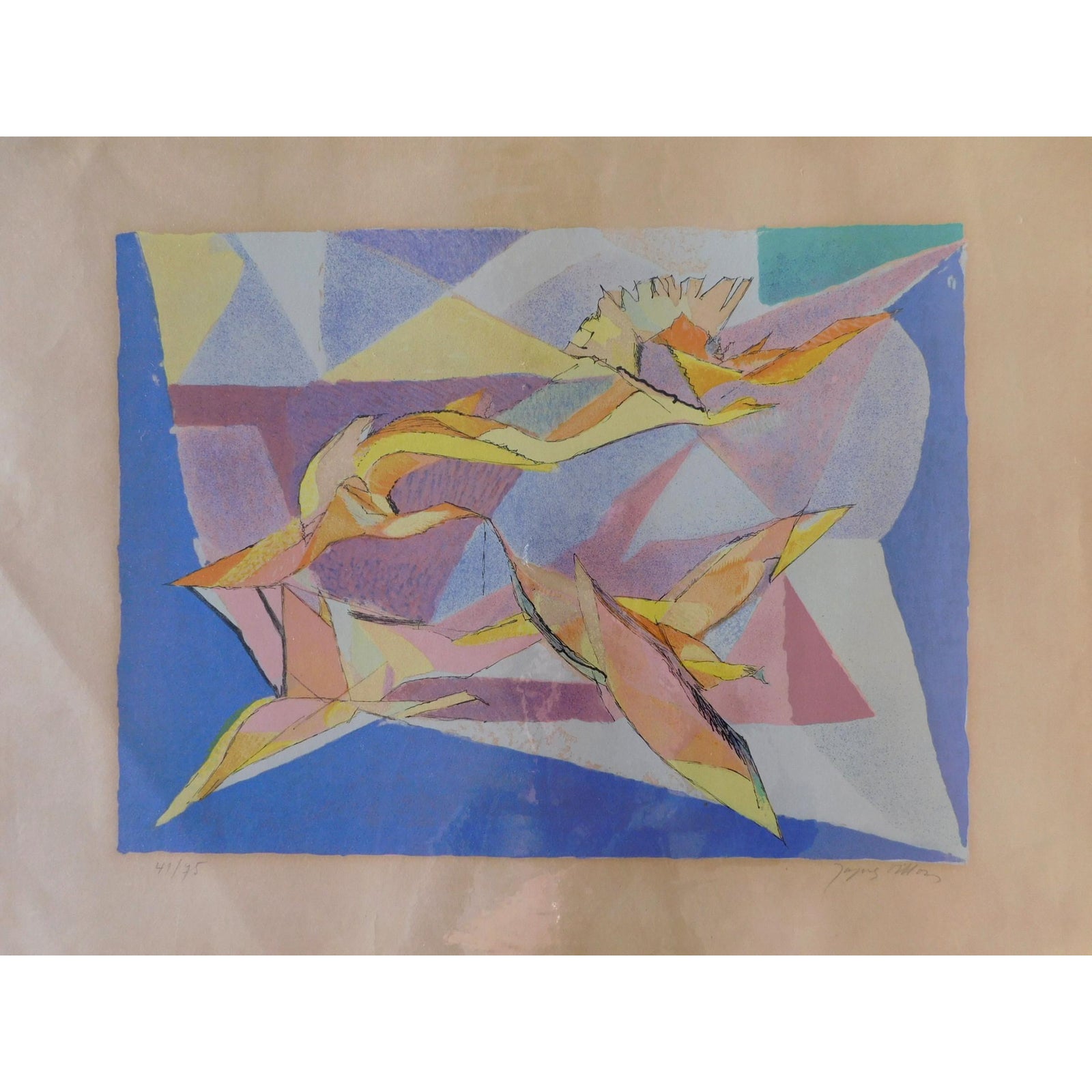 1958 Jaques Villon Birds of Flight Original Print | Chairish