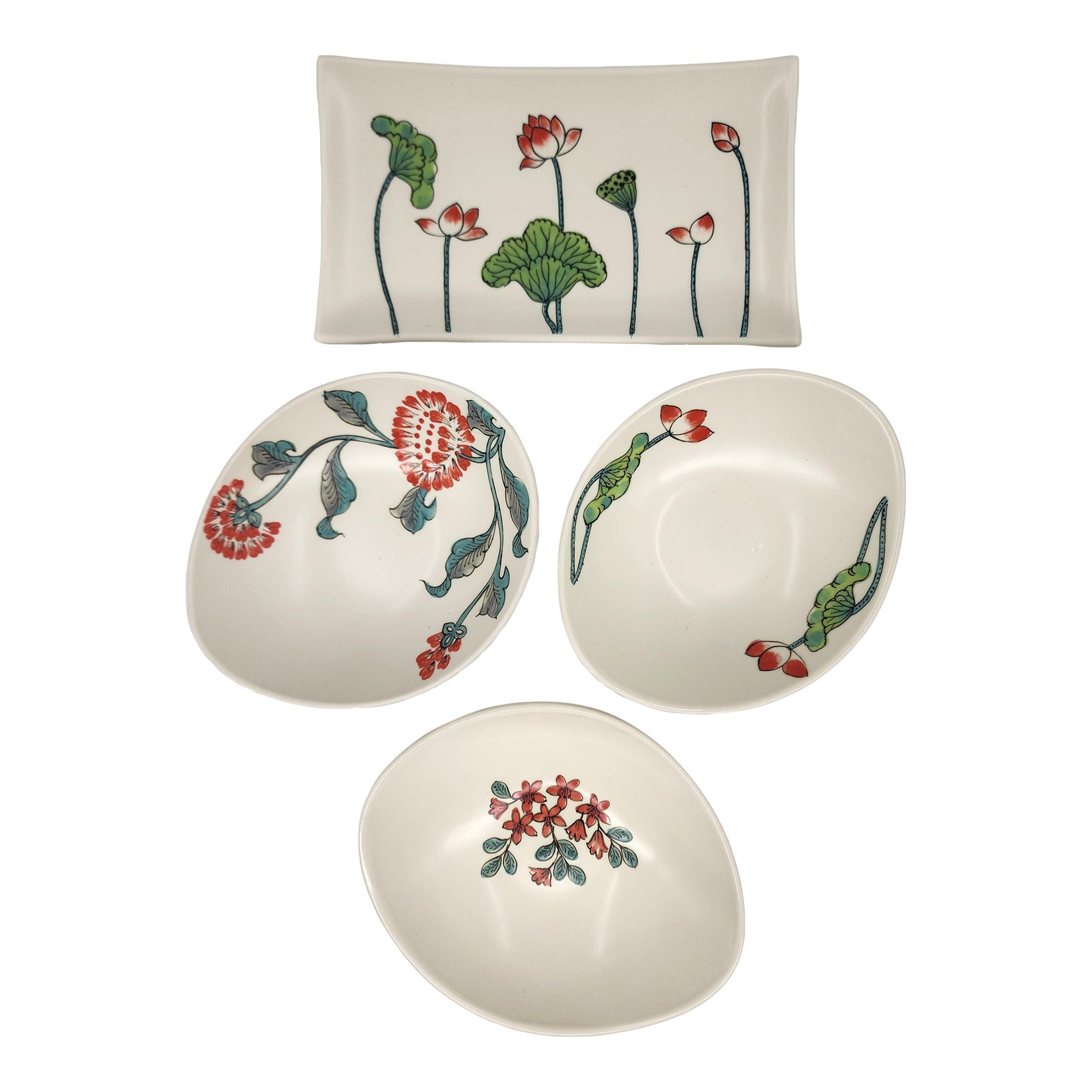 Hand-Painted Floral Ceramic Appetizer Serving Set From Bat Tràng ...