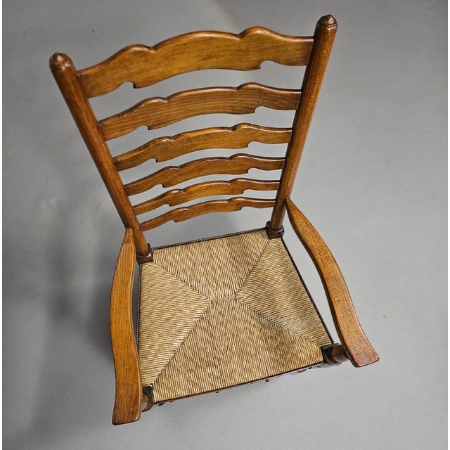 Rustic Oak Farmhouse Ladderback Dining Chairs with Rush Seats, 1960s ...