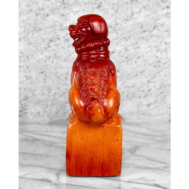 Vintage Chinese Terracotta Orange Red Foo Dog Sculpture | Chairish