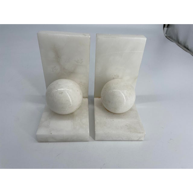 Alabaster Sphere Bookends | Chairish