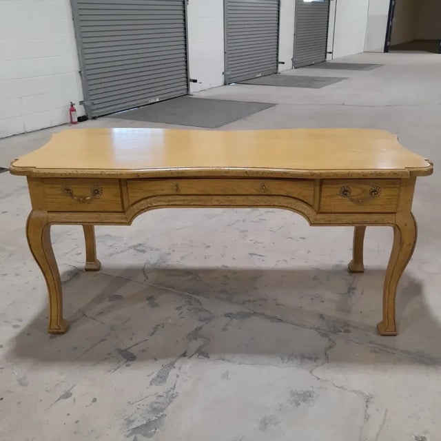 1980s Vintage Baker Furniture Company Blonde Oak French Country Desk ...