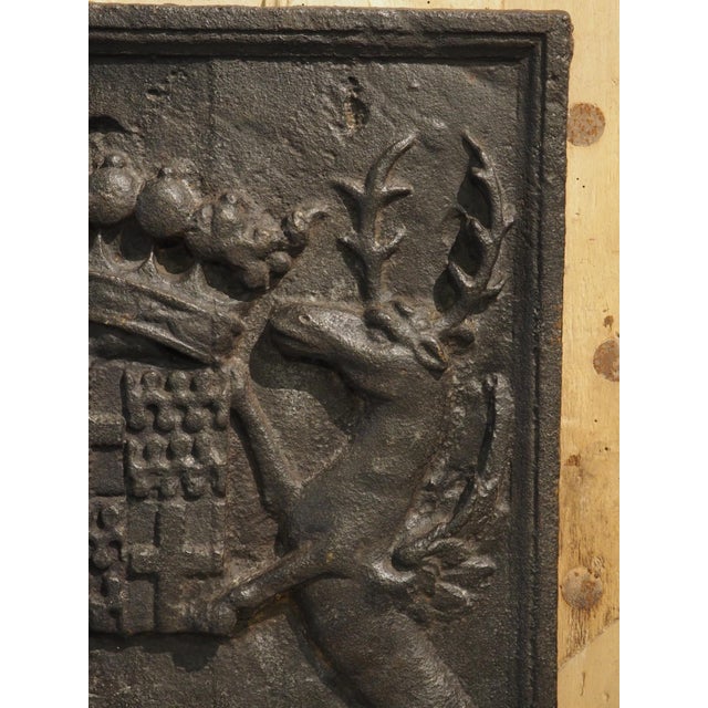 Antique French Alliance Coat of Arms Fireback With Rampant Stags, Circa ...