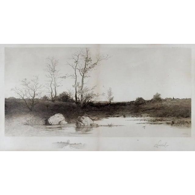 Antique 1890 E. L. Field Lake Landscape Etching | Chairish