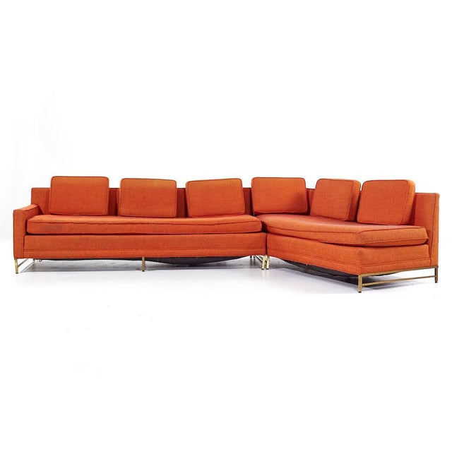 Paul McCobb Style Rowe Mid Century Brass Sectional Sofa | Chairish