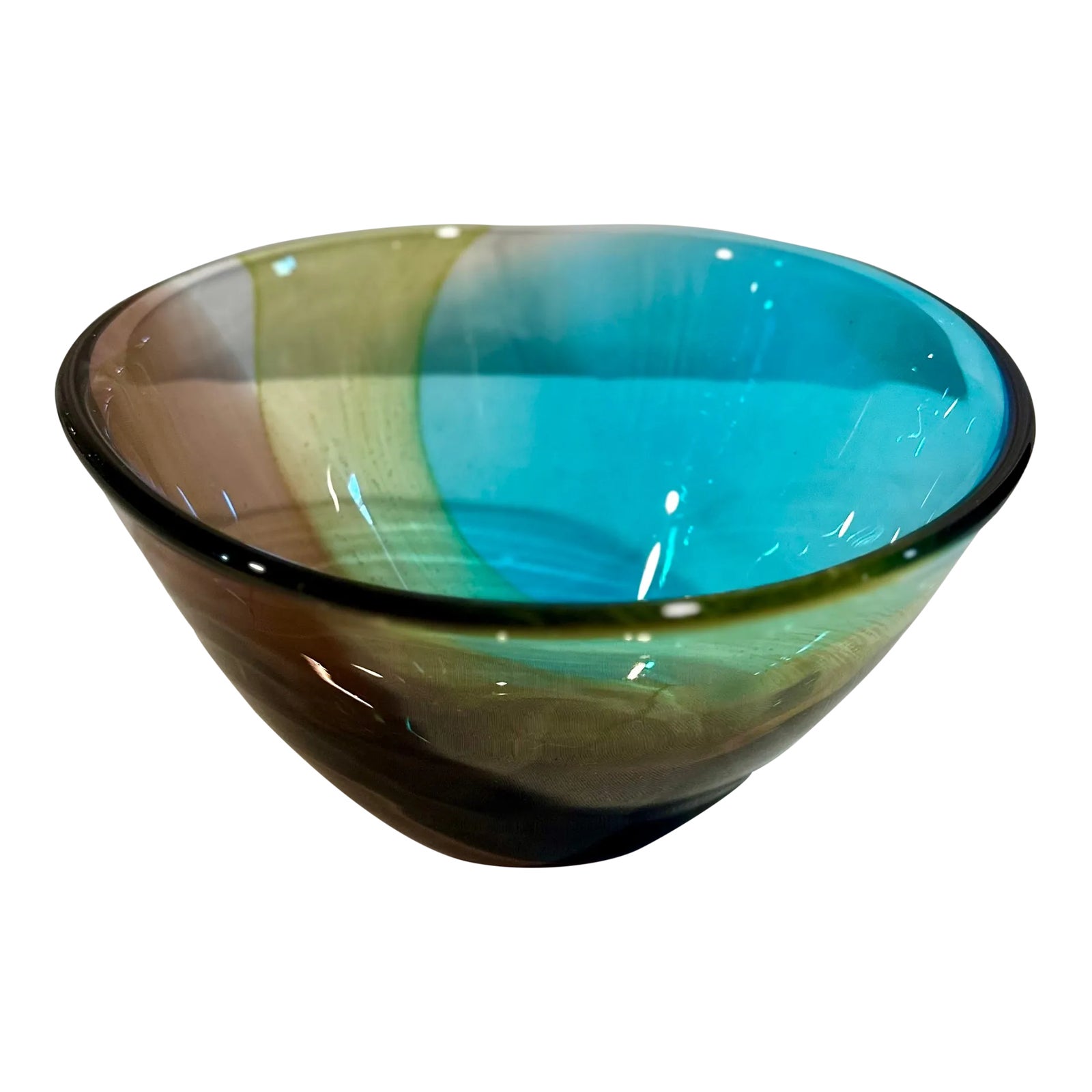 Vintage Murano Large Tr-Color Decorative Bowl | Chairish
