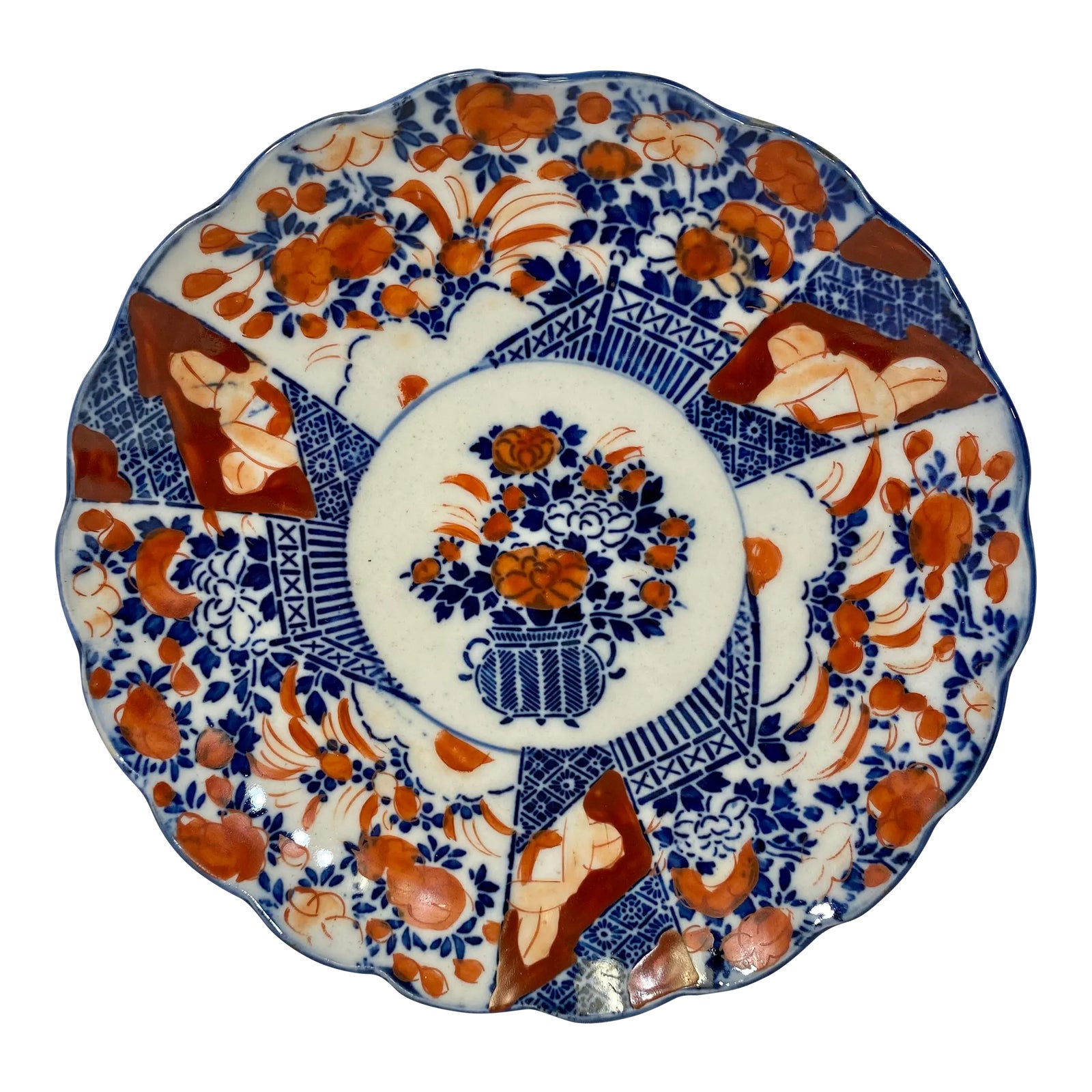 Antique Hand Painted Imari Plate With Scalloped Edges and Vibrant ...