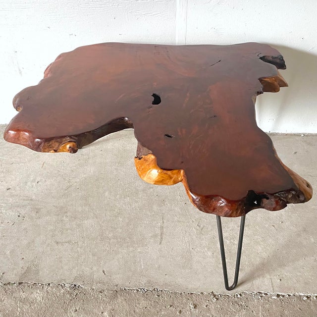 Vintage Modern Rustic Tree Slab Table | Chairish