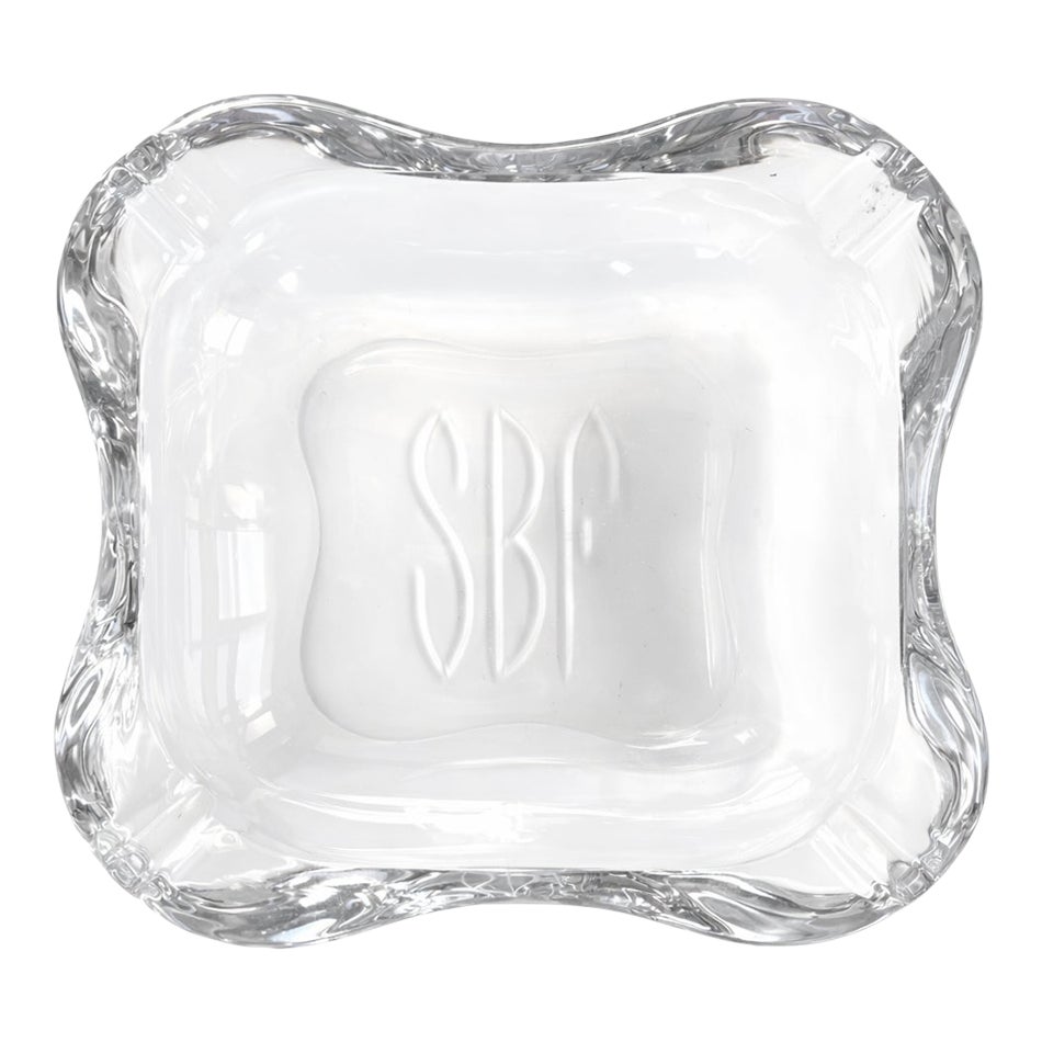 Mid 20th Century Heavy Glass Monogrammed Ashtray With Sculptural ...