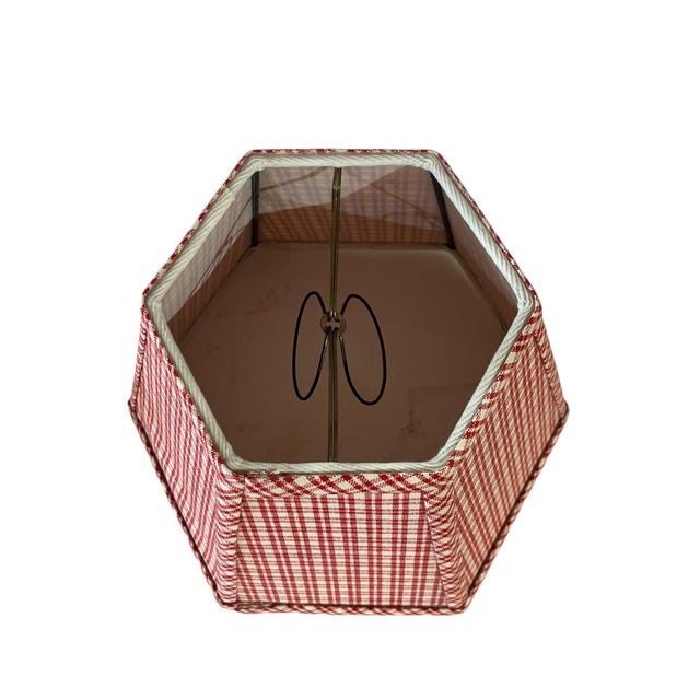 Vintage Red Gingham Check Clip on Lamp Shade | Chairish