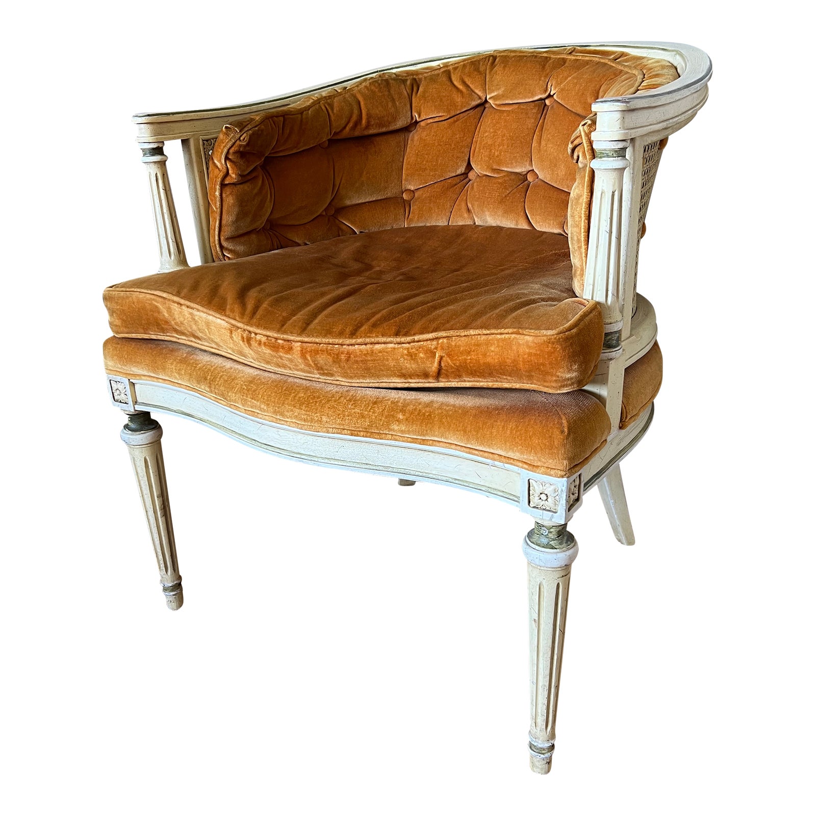 1970 Gold Velvet Rococo Tub Chair | Chairish
