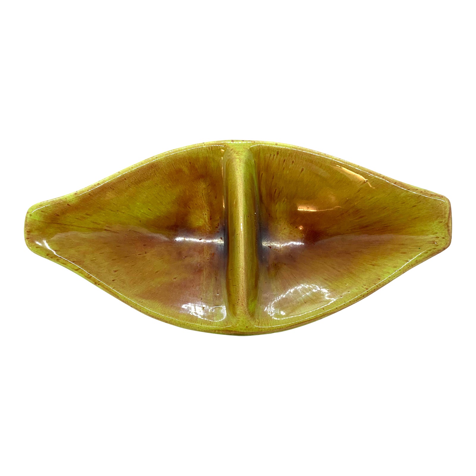 Mid Century Glazed Divided Dish | Chairish