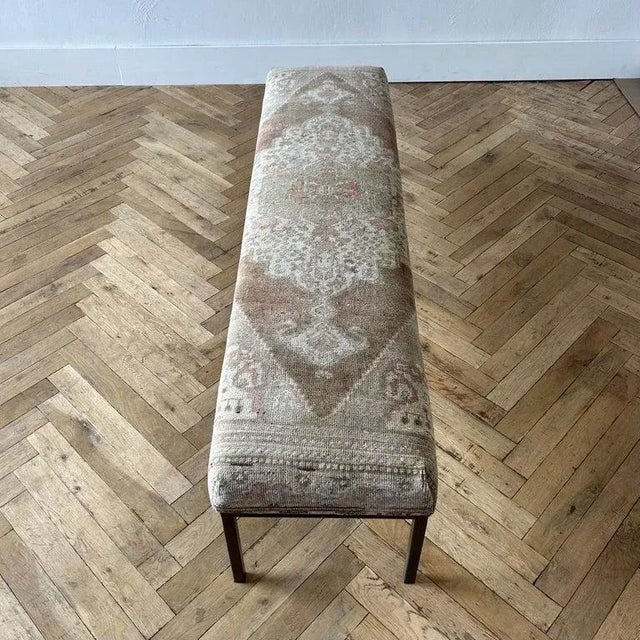 Custom Made Turkish Vintage Rug Cocktail Bench With Metal Base | Chairish