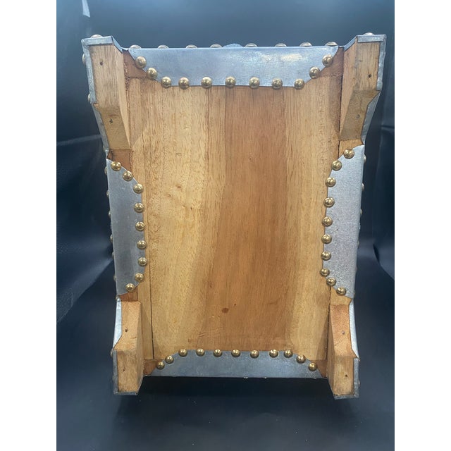 1990s Repousse Steel Metal Folk Art Lined Hinged Box Signed by Artist ...