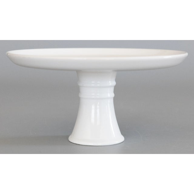 Vintage Italian White Ceramic Pedestal Cake Stand | Chairish