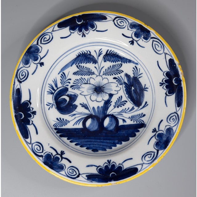 Antique 18th Century Dutch Delft Floral Plates - a Pair | Chairish