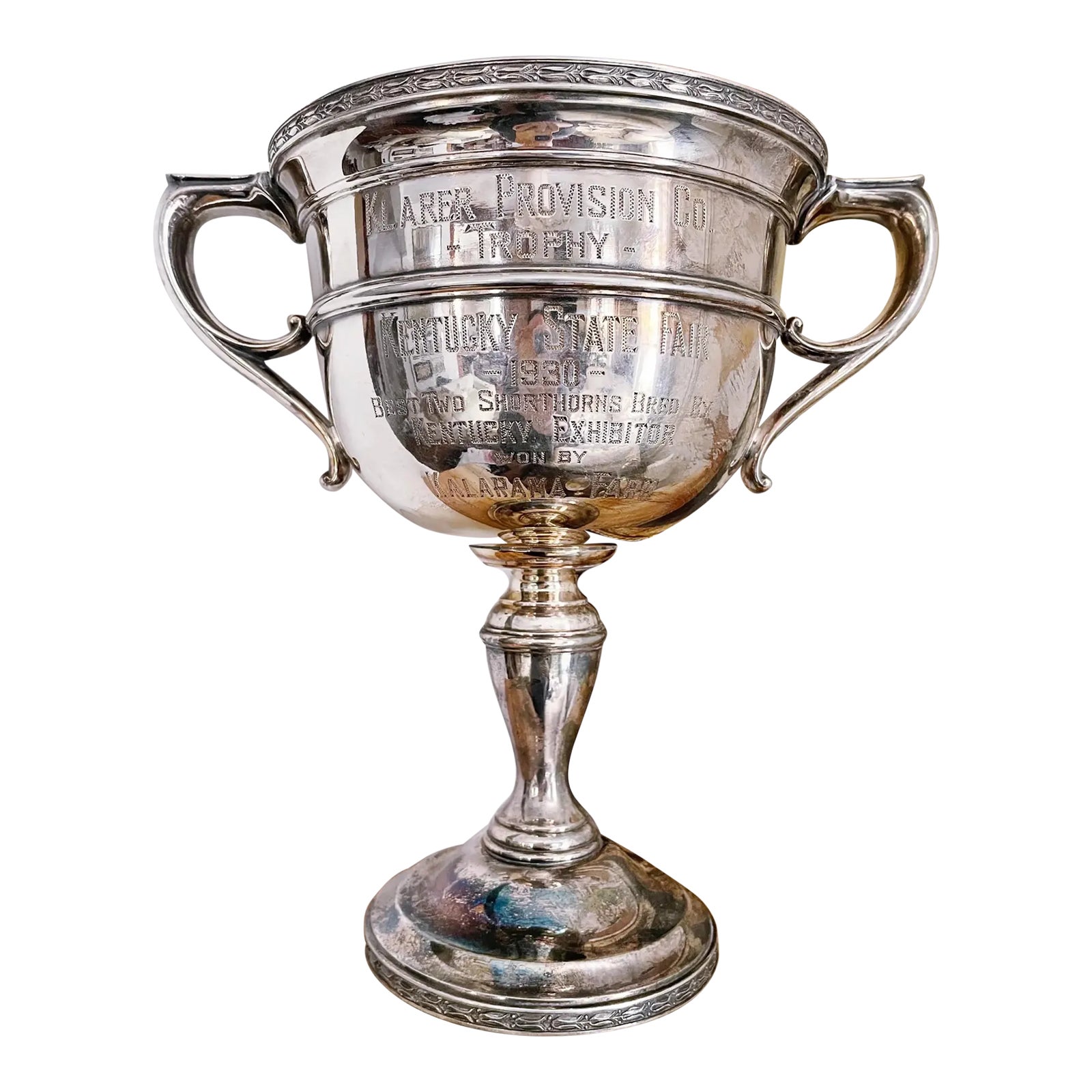 1930 Silver Plated Kentucky State Fair Shorthorn Bulls Trophy | Chairish