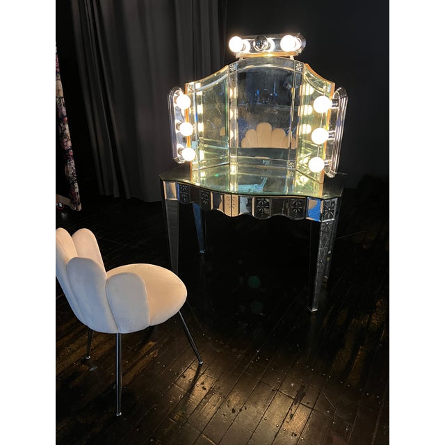Mid 20th Century Mirrored Art Deco Vanity With Custom Bulb Lights ...
