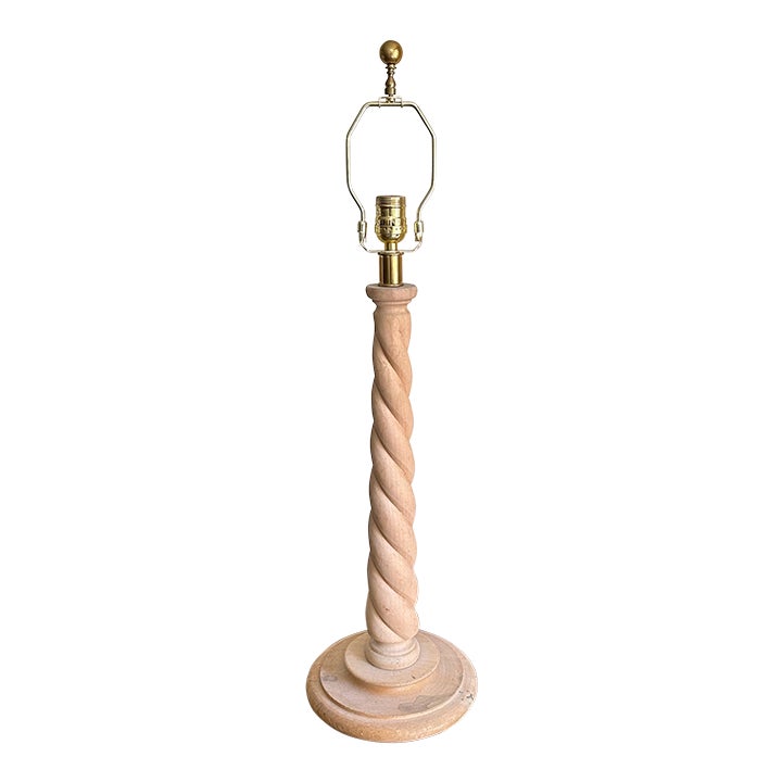 Vintage Raw Light Wood Barley Twist Rope Tall Buffet Lamp | Chairish