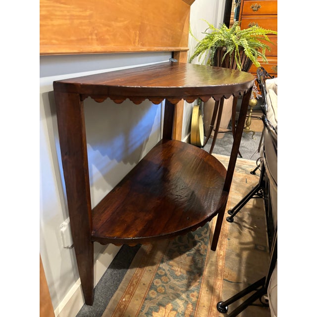 Late 19th Century Victorian Demi-Lune Two Tier Table | Chairish