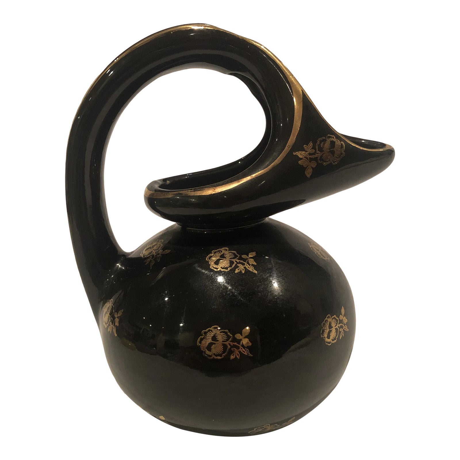 Mid-Century Ceramic Syrup/Oil Small Ball Pitcher/Cruet | Chairish