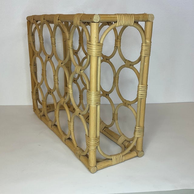Vintage Coastal Boho Chic Wicker and Rattan Tabletop Wine Rack for 12 ...
