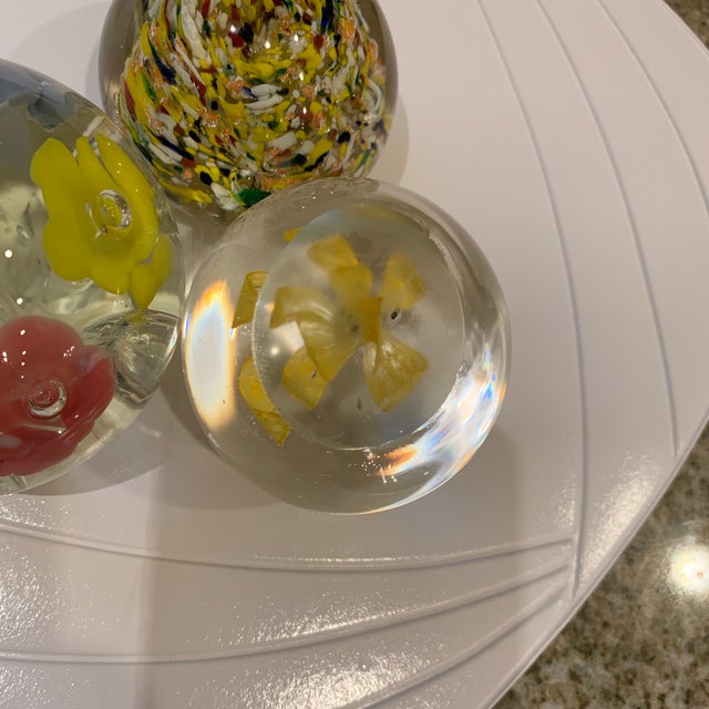 Hand Blown Art Glass Paperweights - Set of 3 | Chairish