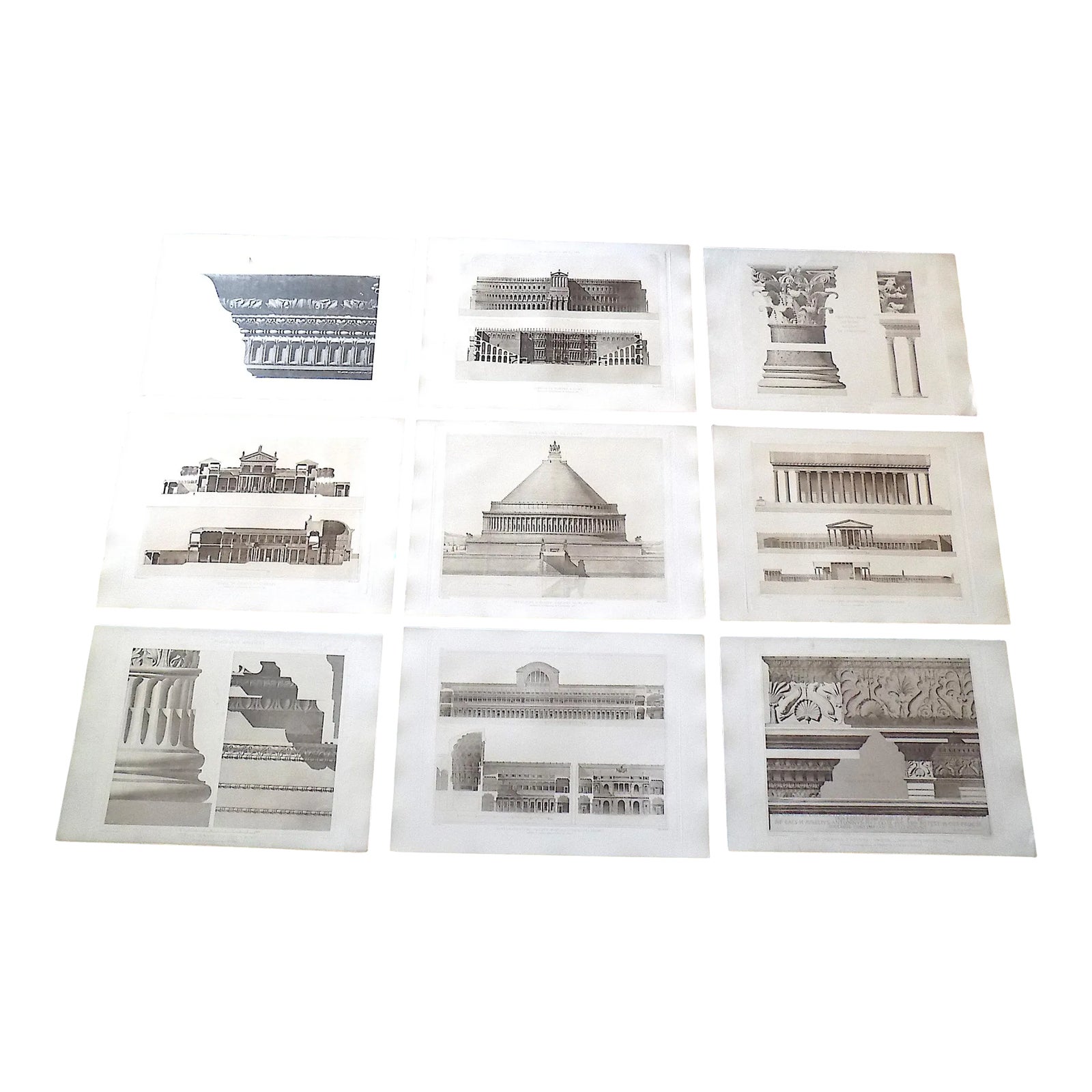 Antique 19th Century Architectural Heliogravures - Set of 9 | Chairish