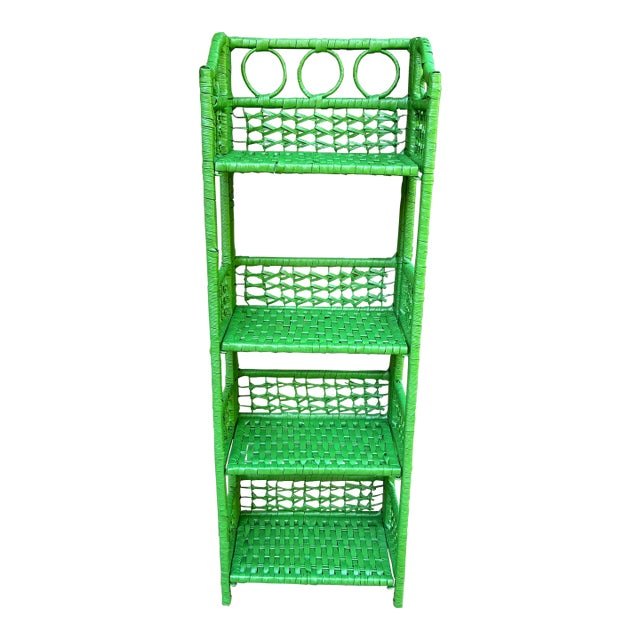 Green Painted Collapsible 4 Tier Self Standing Shelf | Chairish