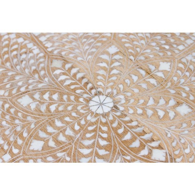 Enchanting Bleached Tall Inlaid End Table | Chairish