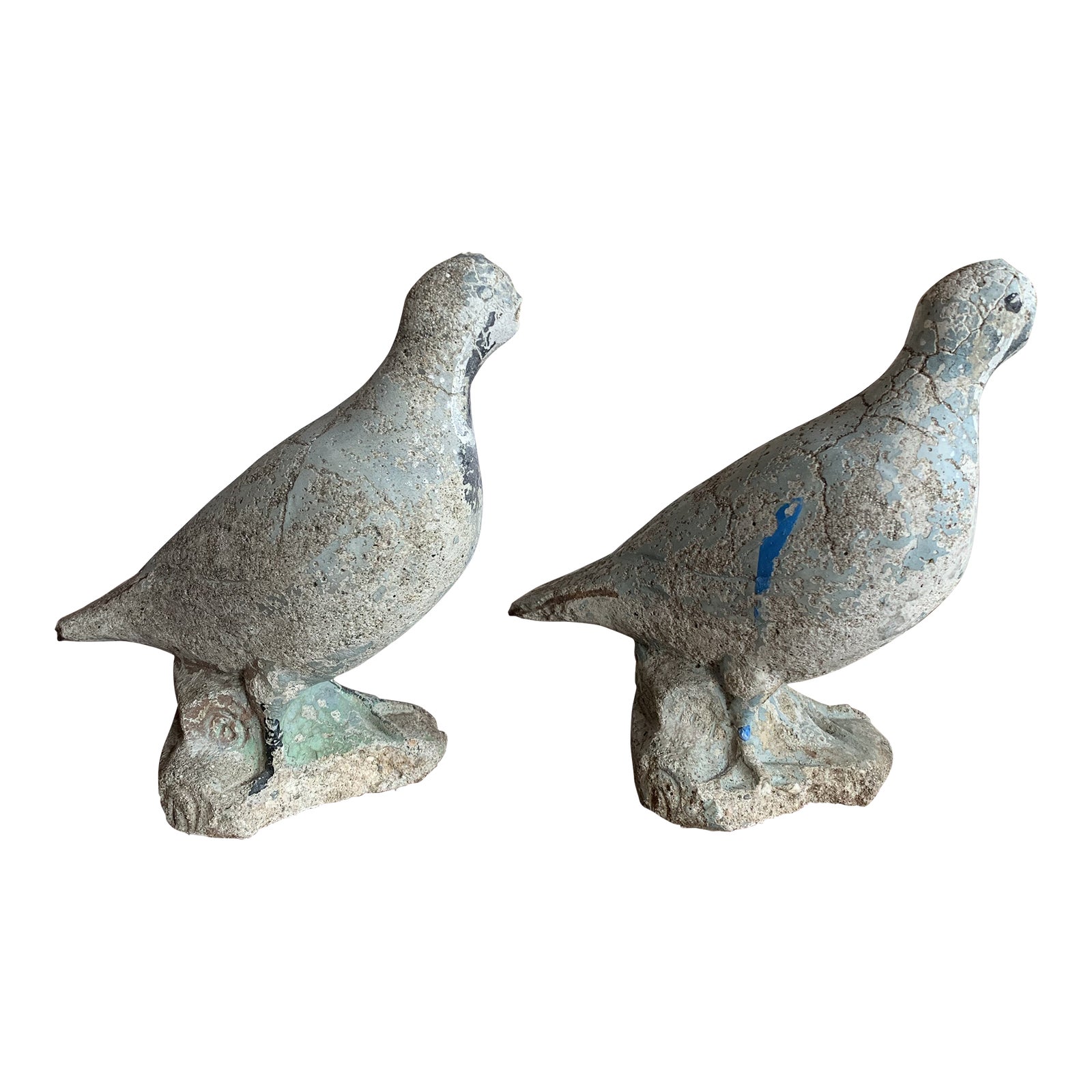 Early 20th Century Cement Dove Statues - a Pair | Chairish