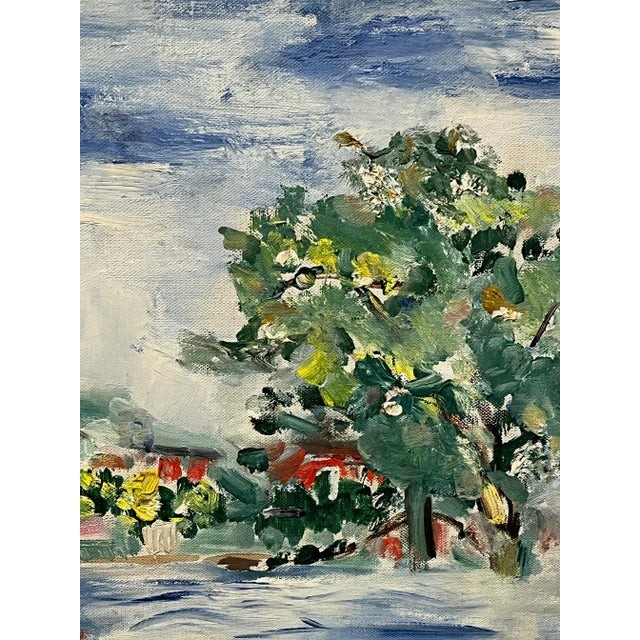 Vintage Modern Expressionist Colorful Painting of a Park Scene | Chairish