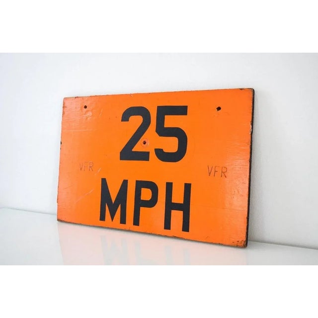 Vintage Industrial Orange Speed Limit 25 Street Sign | Chairish
