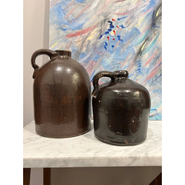 19th Century Salt Glazed Stoneware Jugs, a Pair | Chairish