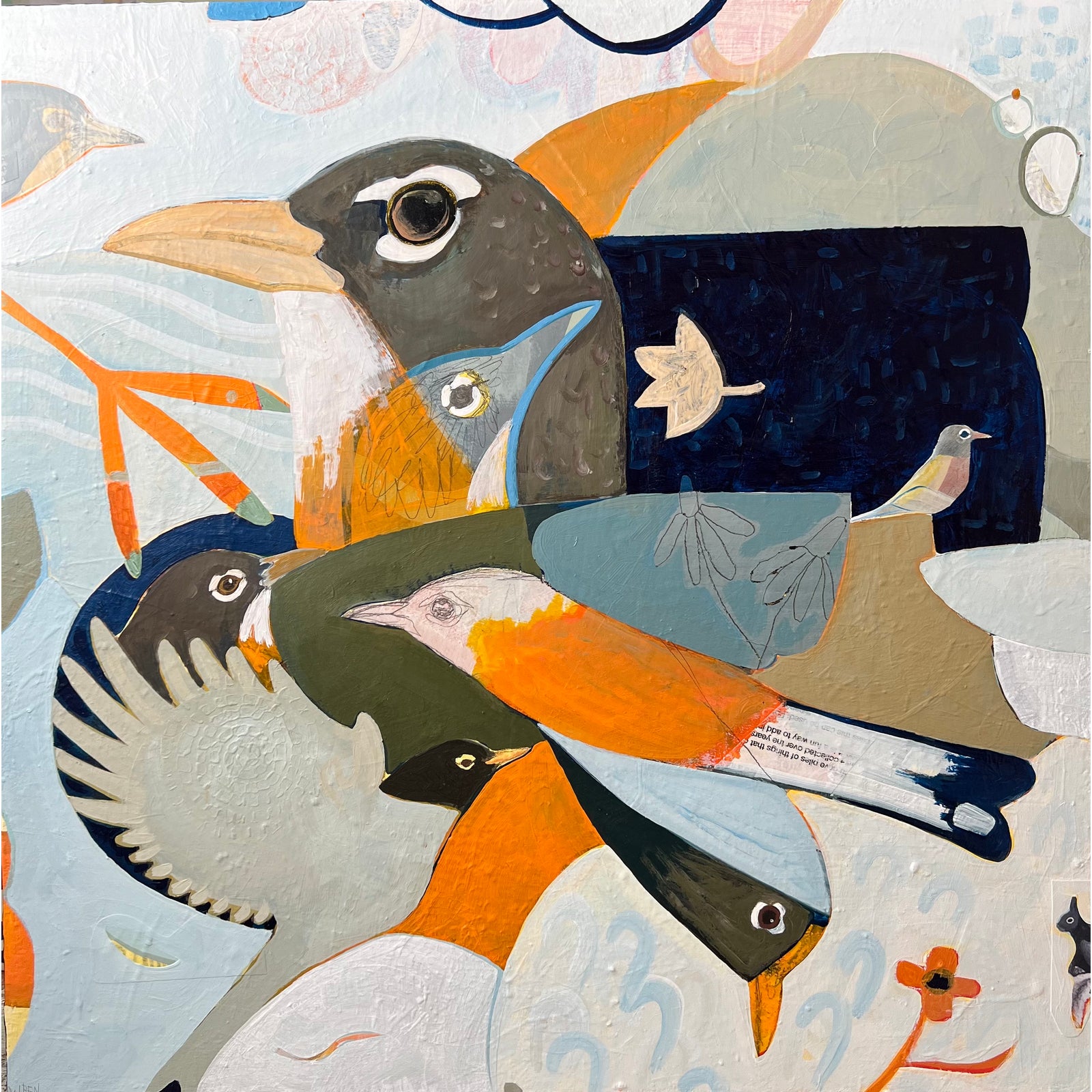 "Robin Party" a Painting of Robins | Chairish