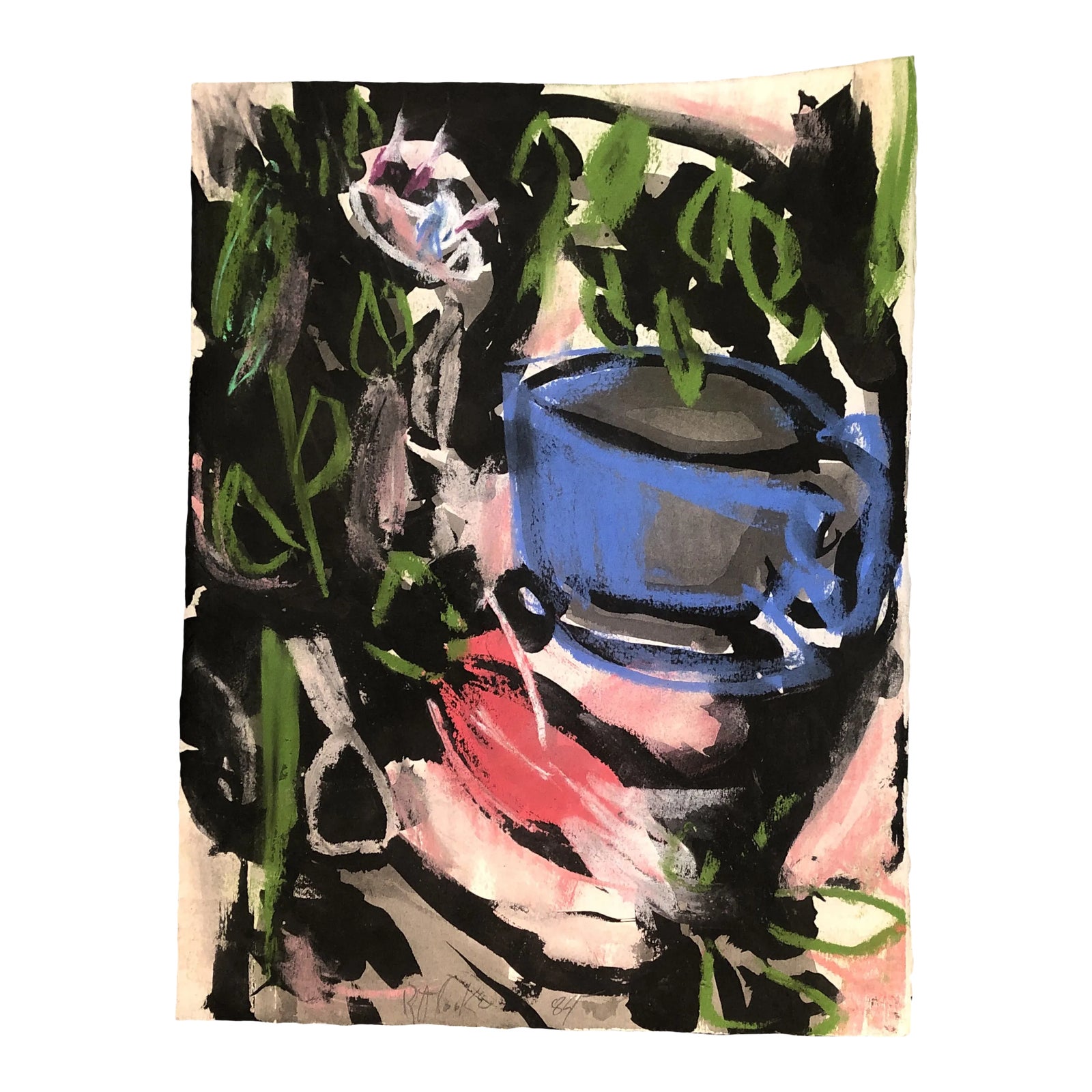 Vintage Original Robert Cooke Abstract Painting/Pastel | Chairish